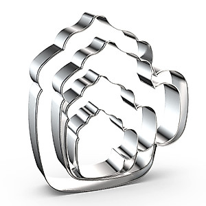 Beer Mug Cookie Cutter Set in Assorted Sizes Large - 5 Inch, 4 Inch, 3 Inch, 2 Inch - 4 Piece Beer Stein Drink Cookie Cutters Shapes for Men Father's Day - Stainelss Steel