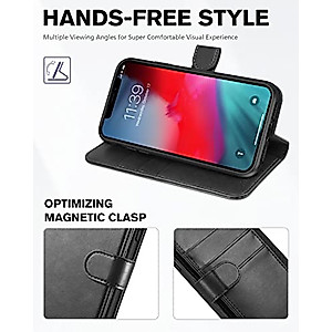 TUCCH iPhone XR Wallet Case, iPhone XR Case, Premium PU Leather Flip Cover [Shockproof TPU Shell] with Stand RFID Blocking Credit Card Slot Wireless Charging Compatible with iPhone XR 6.1, Black