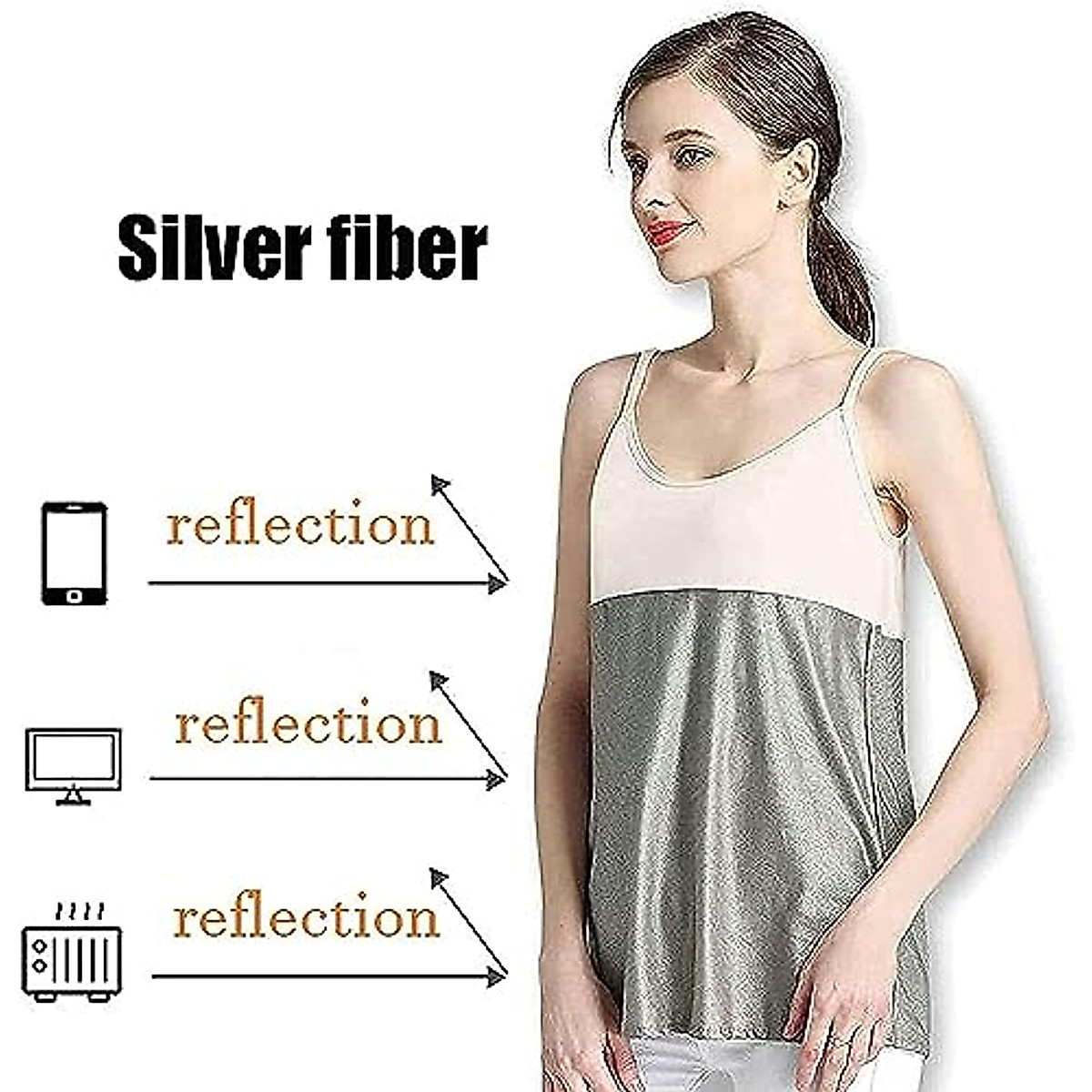 Anti-Radiation Clothing EMF Maternity Clothes, Maternity Scarf Protective Fabric Against Radiation in Silver Fiber Stretching Driver Breathing Reducing The