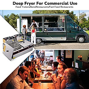 WeChef Large Commercial Deep Fryer 5000W 24L Stainless Steel Electric Countertop Restaurant Equipment Dual Tank Basket