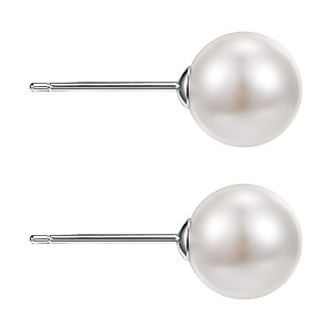 Pearl Crystal Double sided Stud Front Back Earrings for Women Silver 10mm Leopard-Print Can Displace
