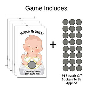 What's In My Diaper Baby Shower Scratch Off Game | 24 Cards - 1 Winner | Baby Shower Games | Baby Shower Prizes | Door Prizes | Baby Shower Decorations Neutral | Diaper Party | Dirty Diaper Game