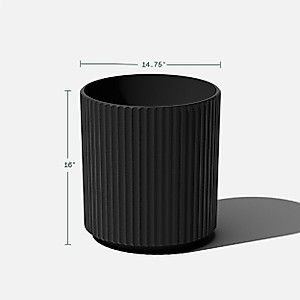 Veradek Demi Series Round Planter for Porch, Patio, Backyard | Durable Plastic-Concrete Material | Modern Décor for Tall Plants, Flowers