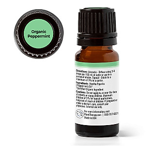 Plant Therapy Organic Peppermint Essential Oil 100% Pure, USDA Certified Organic, Undiluted, Natural Aromatherapy, for Diffuser, Skin, Hair, Therapeutic Grade 10 mL (1/3 oz)