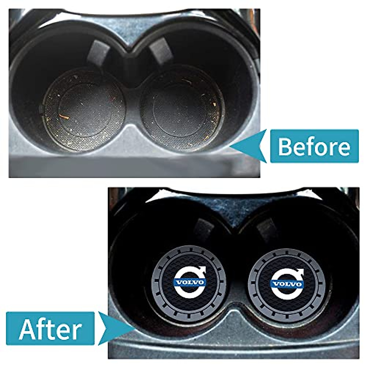 Car Cup Holder Coaster,Cup Holder Insert Coaster for Volvo XC60 S40 S60 S90 XC40 XC70 XC90 V40 V60 V90 S80 S80L,Anti Slip Car Cup Coaster for Volvo Car Interior Accessories,Black