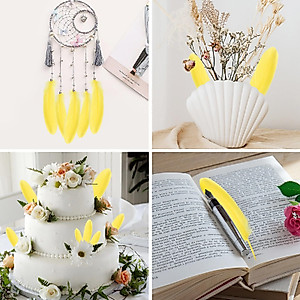 THARAHT 120pcs Yellow Goose Feathers Natural Bulk 6-8 inch 15-20cm for Crafts DIY Cosplay Wedding Party Halloween Decoration Goose Nagoire Feathers