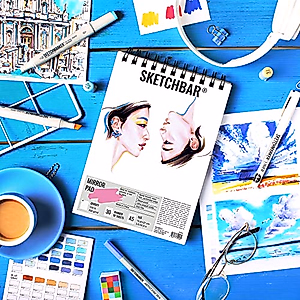 SKETCHBAR Mirror PAD A5, use 100% of Your Sketchbook, 220 g/m2, Extra Smooth, bleedproof Technology Allows You to use Every Side of Every Page, Ideal for Artists, Illustrators, Drawing