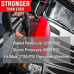 YAMATIC Super Flexible Pressure Washer Hose 50FT X 1/4", Kink Resistant Real 3200 PSI Heavy Duty Power Washer Extension Replacement Hose With M22-14mm x 3/8" Quick Connect Kit For Gas & Electric, Grey