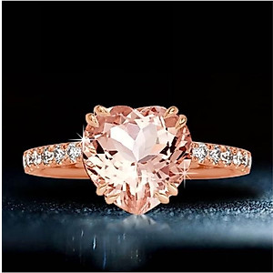 Stargold 2.50 Ct Heart Shaped Created Morganite Classic Engagement Ring 14k Rose Gold Plated 925 Silver (7)