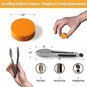 Sous Vide Weight Magnets by AKS Co - 10-Pack Food Safe Silicone-Coated Magnets, Designed for Sous Vide Machines to Immerse Food Bags & Prevent Floating/Undercooking - Includes Kitchen Tongs