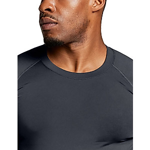 ATHLIO Men's Thermal Long Sleeve Compression Shirts, Winter Gear Sports Base Layer Top, Athletic Running T-Shirt, Active Top 3pack Black/Charcoal/Red, Medium