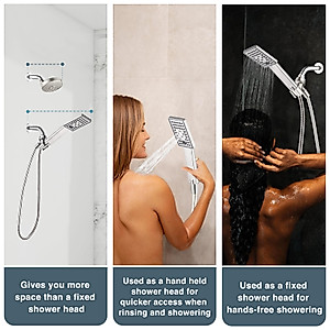 BRIGHT SHOWERS High Pressure Handheld Shower Head Set, High Flow Hand Held Showerhead with 60" Long Stainless Steel Hose and Adjustable Wall Bracket, 3 Spray Setting Shower Wand, Brushed Nickel