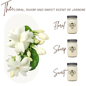 Nika's Home Jasmine Soy Candle 12oz Mason Jar Non-Toxic White Soy Candle-Hand Poured Candle- Handmade, Long Burning 50-60 Hours Highly Scented All Natural, Clean Burning Large Candle Gift Décor