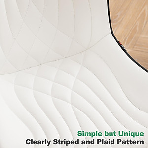 YOUTASTE White Dining Chairs Set of 2 Upholstered Mid Century Modern Kitchen Dining Room Chairs Armless Faux Leather Accent Chairs Metal Vanity Lounge Chair with Back for Living Room Bedrooms