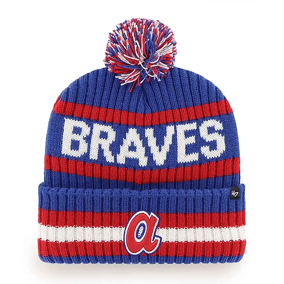 47 Atlanta Braves Mens Womens Cooperstown Bering Cuff Knit Stretch Fit Royal Blue Team Color Logo Beanie