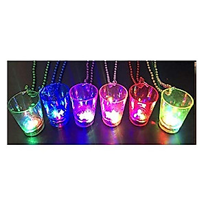 Light Up Flashing LED Shot Glass Mardi Gras Bead Necklace - 12 Pack - Tons of fun for that next party or New Year's Eve