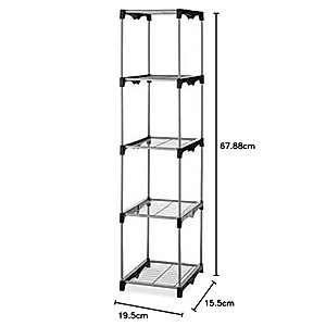 Whitmor 5 Tier Shelf Tower - Closet Storage Organizer,Silver
