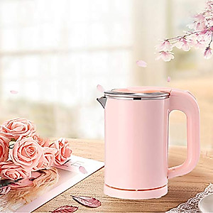 Eglaf 0.5L Small Electric Kettle - Portable Mini Stainless Steel Travel Kettle - Water Touch Inner Surface without Plastic & Cool Touch Outer Surface (Pink)