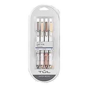TUL Pearl Collection Gel Pens, Medium Point, 0.7mm, Pearl Barrel, Blue Ink, Pack of 4