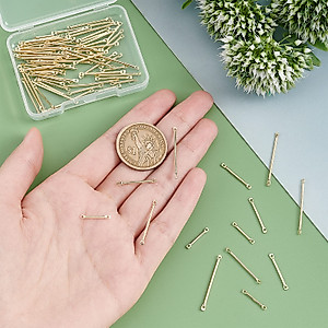 PandaHall 80pcs 14K Gold Plated Earring Links Bars Connectors, Brass 2-Hole Earring Strip Stick Golden Bar Jewelry Connector for DIY Earring Bracelet Jewelry Making Arts Crafts, 15/20/25/30mm