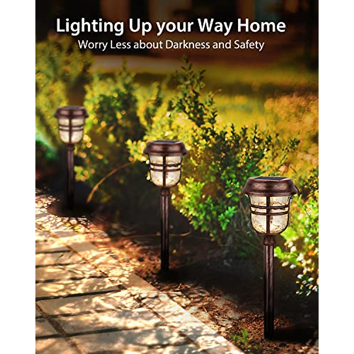 XMCOSY+ Solar Pathway Lights Outdoor, 6 Pack RGBW Solar Outdoor Lights, Auto On/Off IP65 Solar Lights Outdoor Waterproof, LED Solar Garden Lights Outdoor for Landscape Patio Lawn Driveway & Walkway