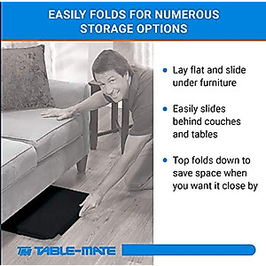 Table Mate II TV Tray Table - Folding TV Dinner Table, Couch Table Trays for Eating Snack Food, Stowaway Laptop Stand, Portable Bed Dinner Tray - Adjustable TV Table with 4 Set Angles, Silver