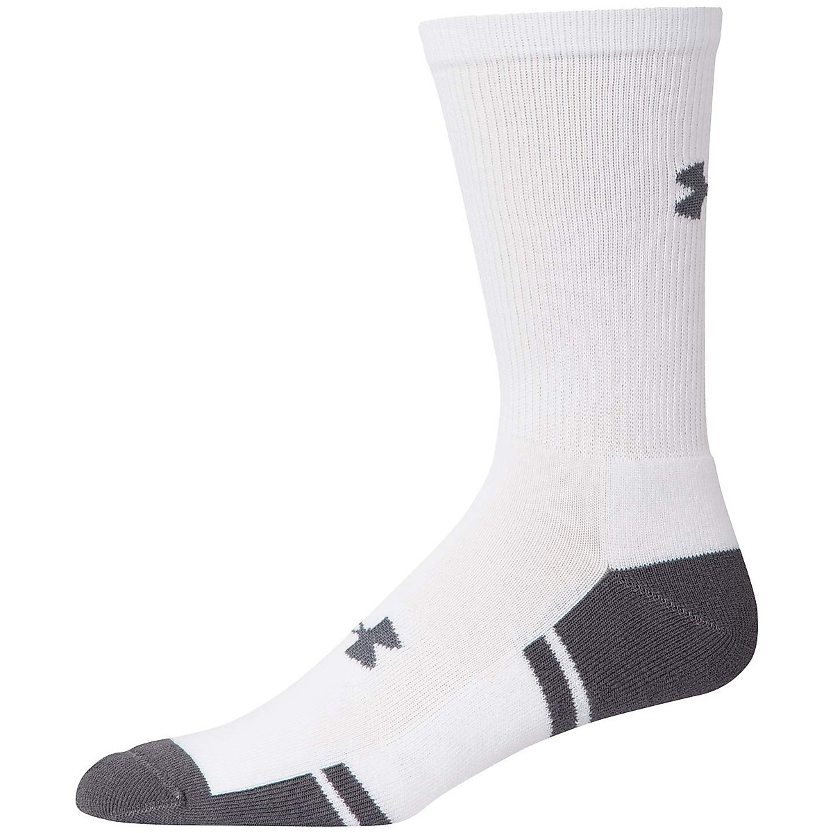 Under Armour Adult Resistor 3.0 Crew Socks, Multipairs , White/Graphite (12-Pairs) , X-Large