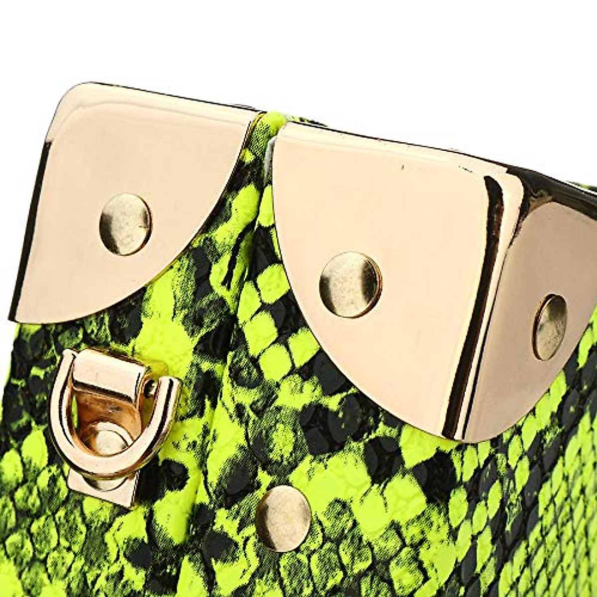 Manyysi Snakeskin Handbag Ladies Party Prom Evening Box Clutch Crossbody Shoulder Chain Bag