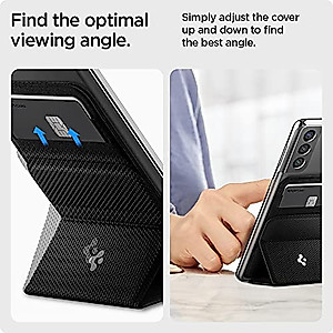 Spigen Smart Fold Phone Card Holder for Back of Phone, Stick on Phone Wallet, Credit Card Wallet with 3M Sticker Designed for All Smartphones - Black