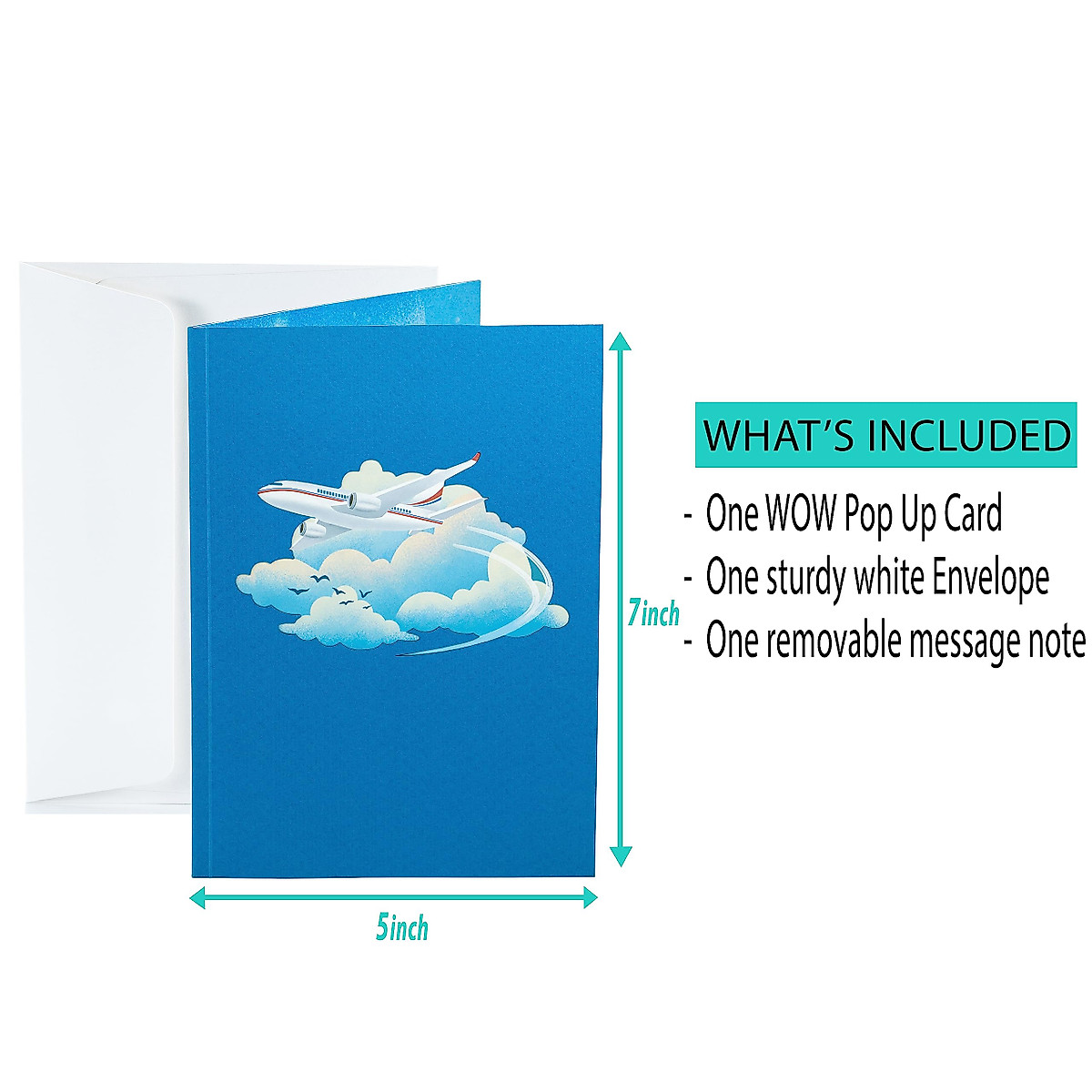 WOWPAPERART Pop Up Thank You Card, Blue and White, 5 x 7 Inches, Laser Cut, Personalized, Any Occasion, Any Audience, Includes Envelope and Protection Plastic Bag