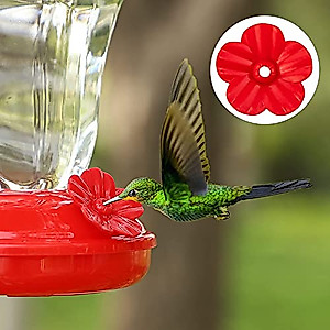 wanguan 24 PCS Hummingbird Feeders Replacement Flowers with Cleaning Brush, Decorative Flower for Hummingbird Feeder, Red and Yellow Hummingbird Feeder Parts