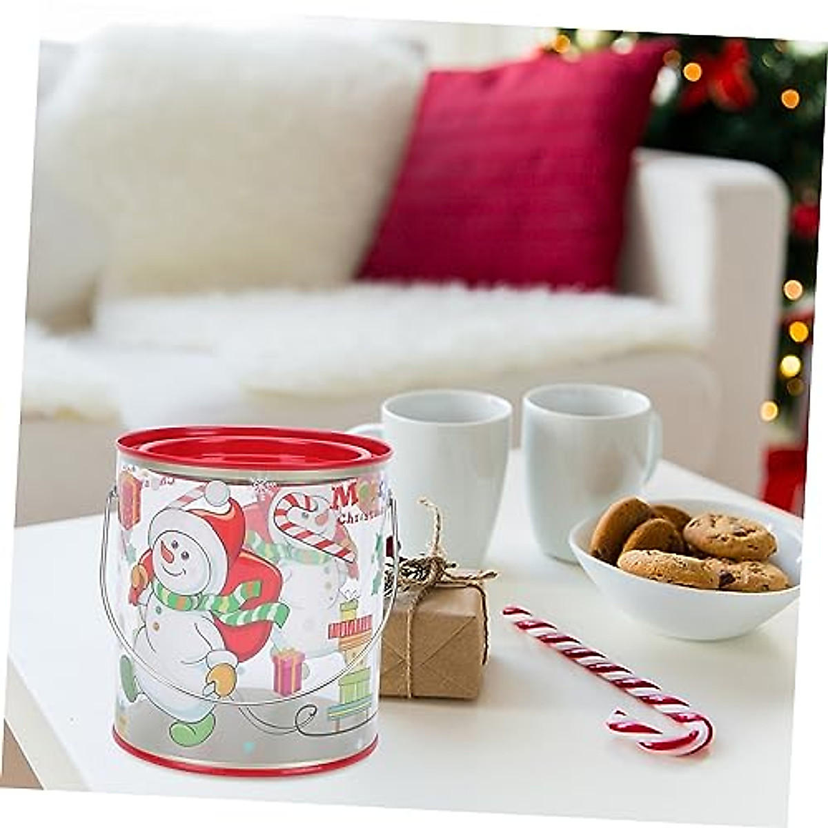 NOLITOY 16 Pcs Portable Cylinder Cookie Containers for Giving Christmas Biscuit Xmas Candy Canister Loose Tea Tin Candy Container Adorable Candy Canister Seal PVC Christmas Box