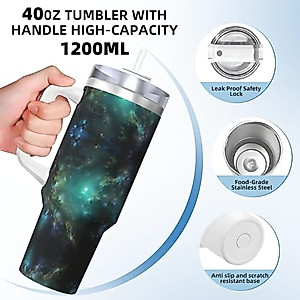 HULIBIN Galaxy Background Print Double Deck Stainless Steel Travel Coffee Cup With Lid 40 Oz Ice Bully Cup