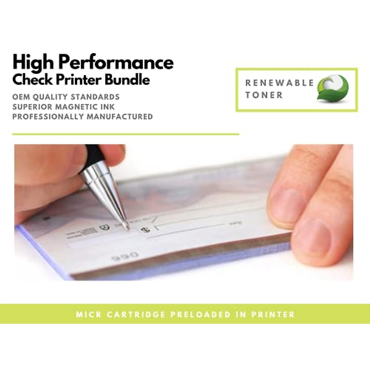 RT M110we Wireless Monochrome Laser Check Printer Bundle with 1 OEM Modified 141A MICR Ink Toner Cartridge for Printing Business and Personal Checks (2 Items)