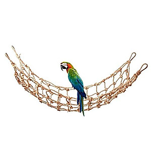 1PCS Parrots Climbing Net, Medium Large Size Parrots Hemp Rope Hanging Swing Bird Game Cage Toy Accessories