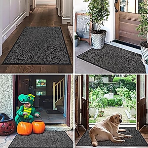 Mibao Dirt Trapper Door Mat for Indoor&Outdoor, 48" x 72", Grey Black,Washable Barrier , Heavy Duty Non-Slip Entrance Rug Shoes Scraper, Super Absorbent Front Door Mat Carpet