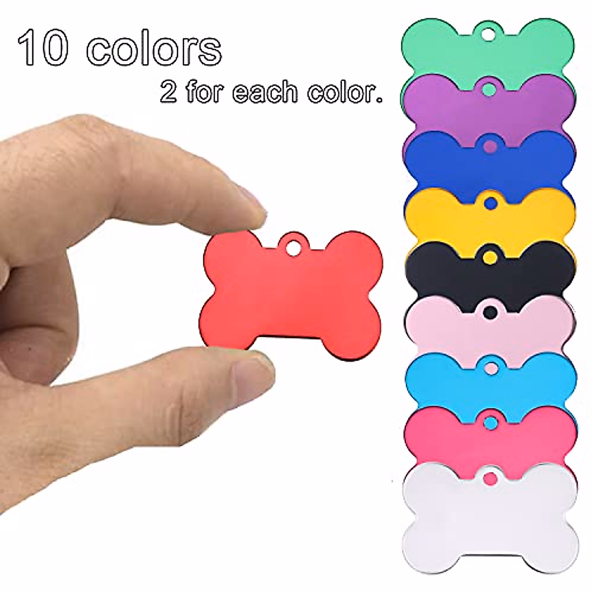 NC 20 Pcs Pet ID Tag Bone Shape Double Sided Dog Cat Pet Name Phone Number ID Tag Charm Personalized, 38MM