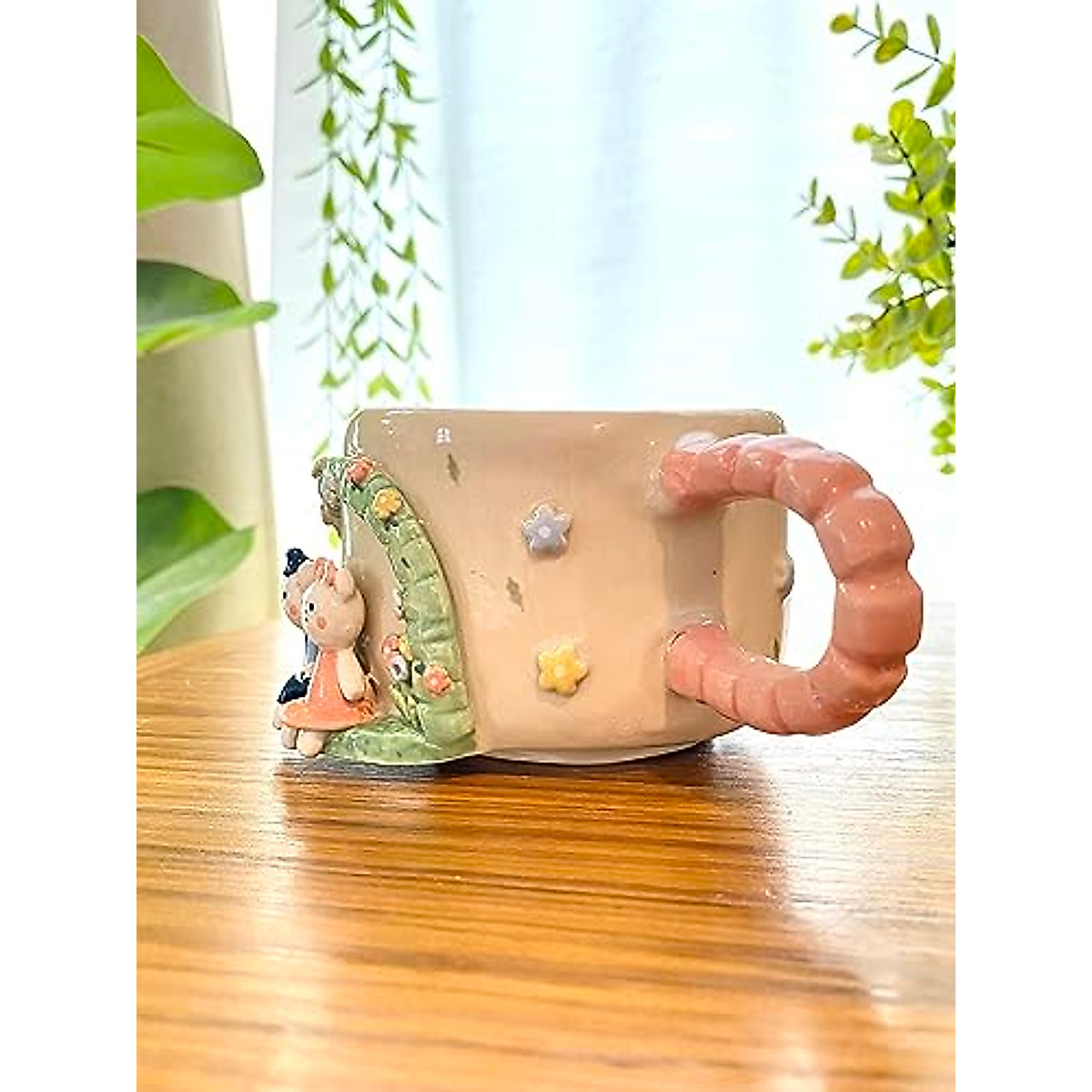 Adorable white bears cup. Cute Handmade ceramic cup, Hand-painted mug, Unique Surprise gift for Christmas or Birthday. Dishwasher and Microwave safe