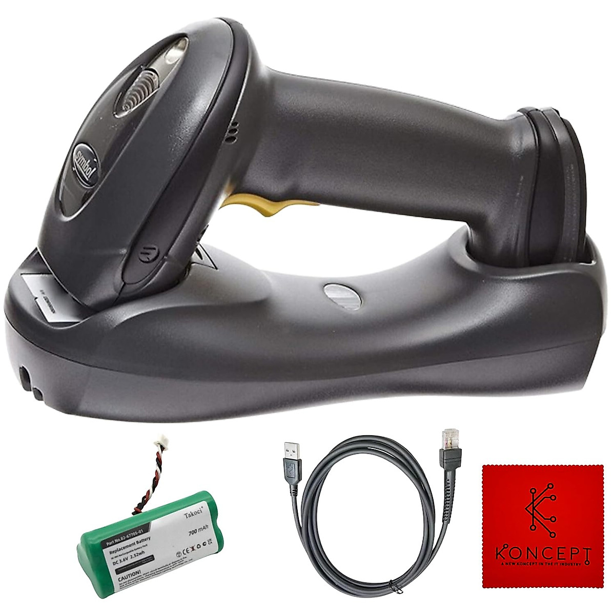 DS6878 Zebra/Motorola Symbol Barcode Scanner Bundle - 1 Year Warranty - with USB Cable, Spare Battery & Microfiber Cleaning Cloth (Renewed)