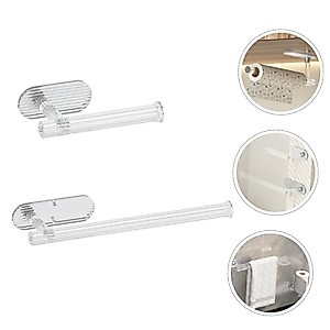 VOSAREA 2pcs Nail Towel Rack Bath Towel Hanger Kitchen Towel Hangers Shower Towel Bar Wall Mounted Tissue Holder Kitchen Towel Bar Bathroom Towel Holder Towel Ring Transparent Acrylic