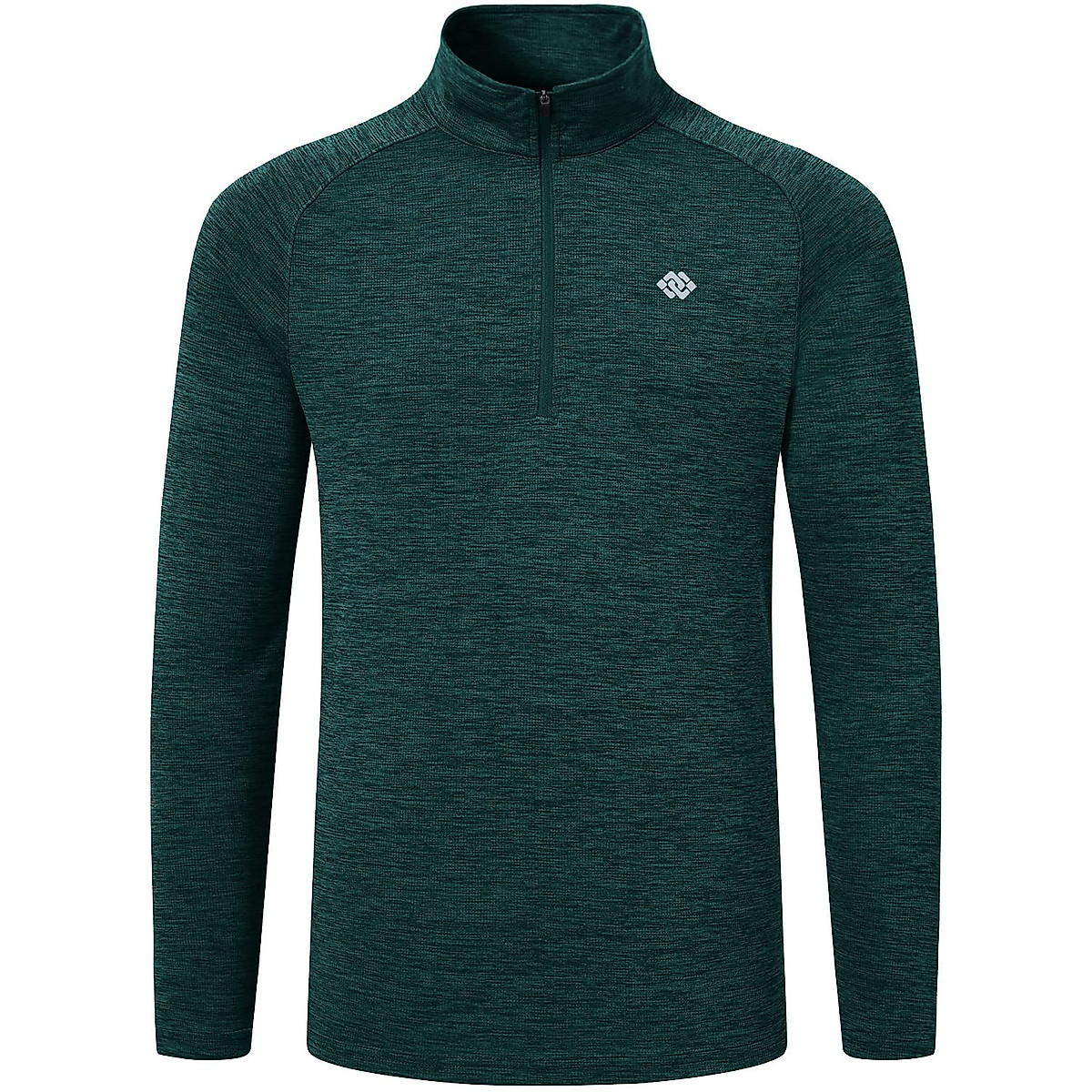 MoFiz Men's Quick-Dry Active Sports Shirts Quarter Zip Long Sleeve Running Pullover Athletic Outdoor Tops Dark Green L