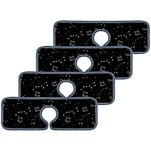 Kitchen Faucet Mats 4 Pieces Constellations Absorbent Faucet Sink Splash Guard Bathroom Counter and RV,Faucet Counter Sink Water Stains Preventer