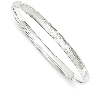 IceCarats 14K 4.75mm White Gold Florentine Hinged Bangle Bracelet