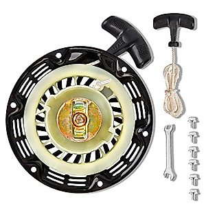 JMCHstore Pull Start Recoil Starter Assembly for Predator 212 Coleman BT200X CT200U 200cc Mini Bike, KT196 Go Kart Pull Cord Start Honda 6.5HP GX160 196 Hisun Engine,Obsidian Black, Upgraded Handle