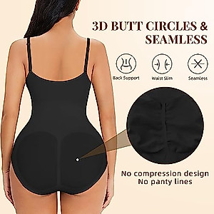 Yefecy Bodysuit Shapewear for Women Tummy Control Seamless Body Shaper Faja Tops Butt Lifting Full Body Shapewear Black XL-2XL