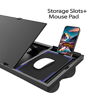 Laptop Lap Desk with Cushion - 9 Adjustable Angles, Fits Up to 17 inch Laptops, Built-in Mouse Pad, Phone and Pen Slots. Portable Writing Board for Bed, Sofa, and Work Table
