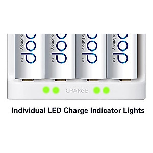 Eneloop Panasonic BQ-CC17SBA Advanced Individual Battery Charger with 4 LED Charge Indicator Lights, White