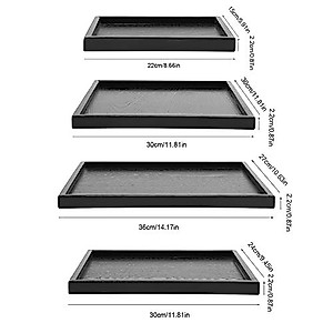 Black Tray, Food Tea Tray, Rectangle Solid Wood Tea Coffee Snack Food Meals Serving Tray Plate for Breakfast Dinner Ottoman Coffee Table Parties Home Bathroom Appetizer Drinks(3 #)