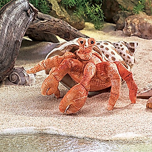 Folkmanis Hermit Crab Hand Puppet, Orange; Cream; Brown, 1 EA