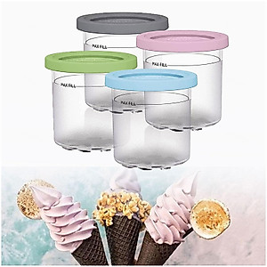 VRINO Creami Containers, for Ninja Creamy Pints and Lids - 4 Pack, Creami Pint Safe and Leak Proof Compatible NC301 NC300 NC299AMZ Series Ice Cream Maker